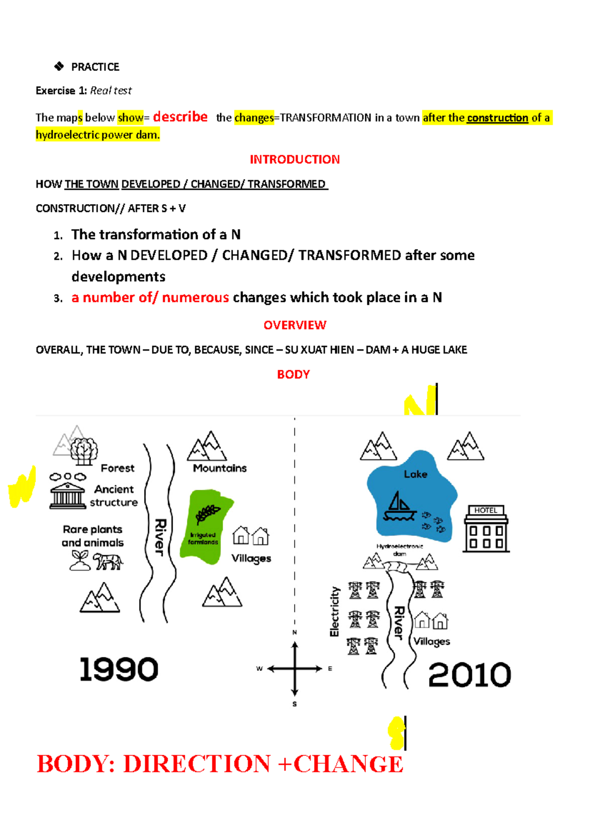 Writing 3 MAP Outline - ielts - PRACTICE Exercise 1: Real test The maps ...