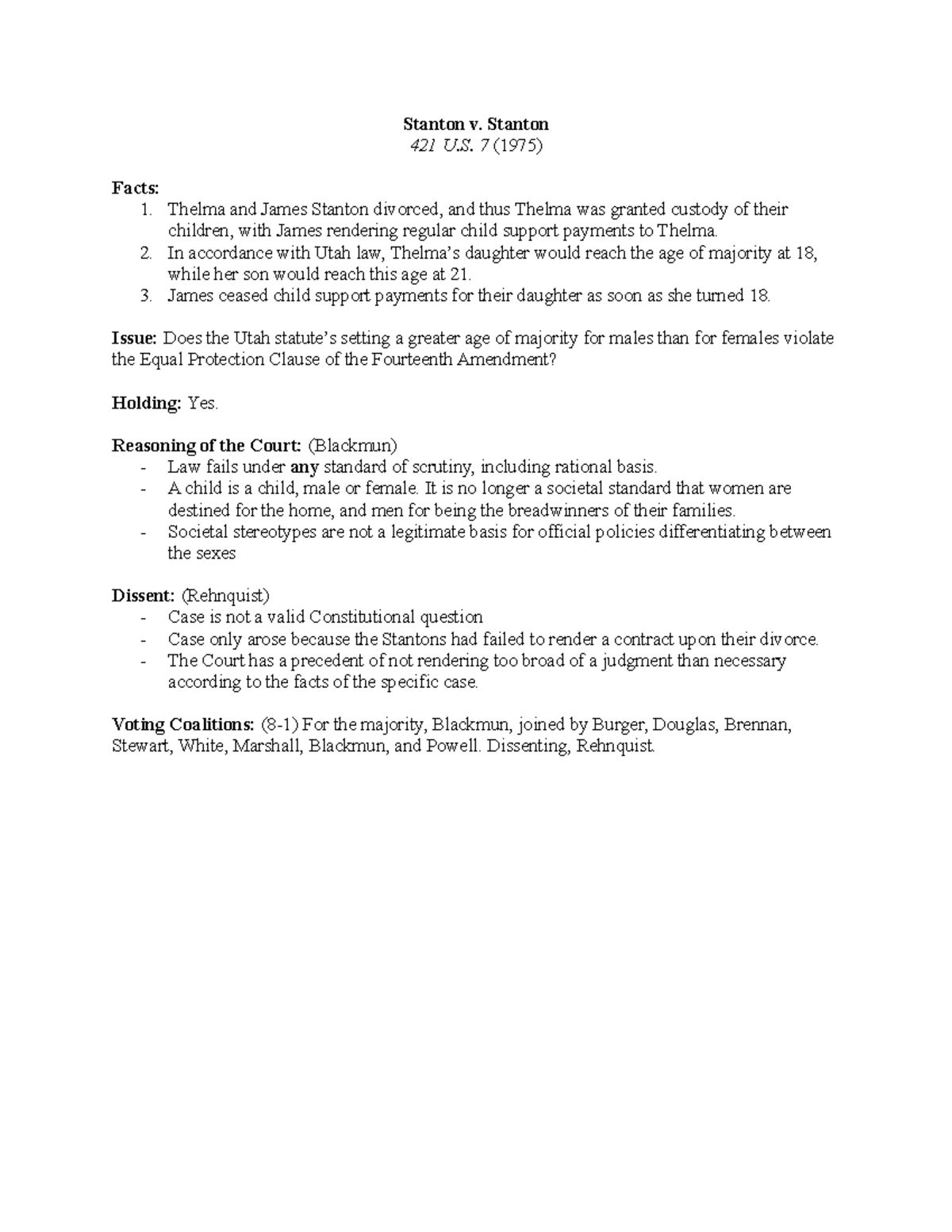 Stanton v Stanton - POLS/AAST 356 taught by Professor Kevin Lyles ...