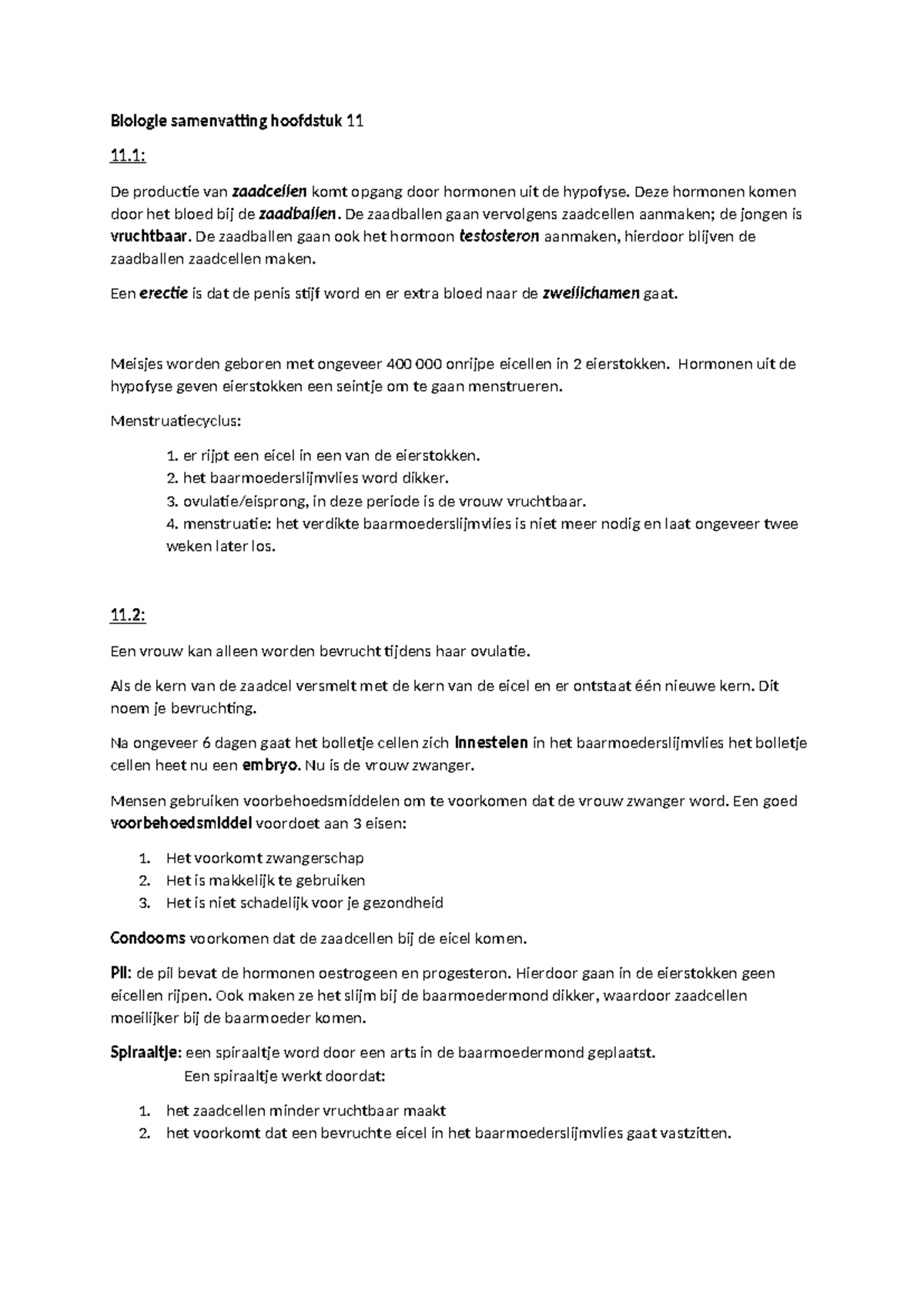 Biologie samenvatting 11 - Deze hormonen komen door het bloed bij de ...