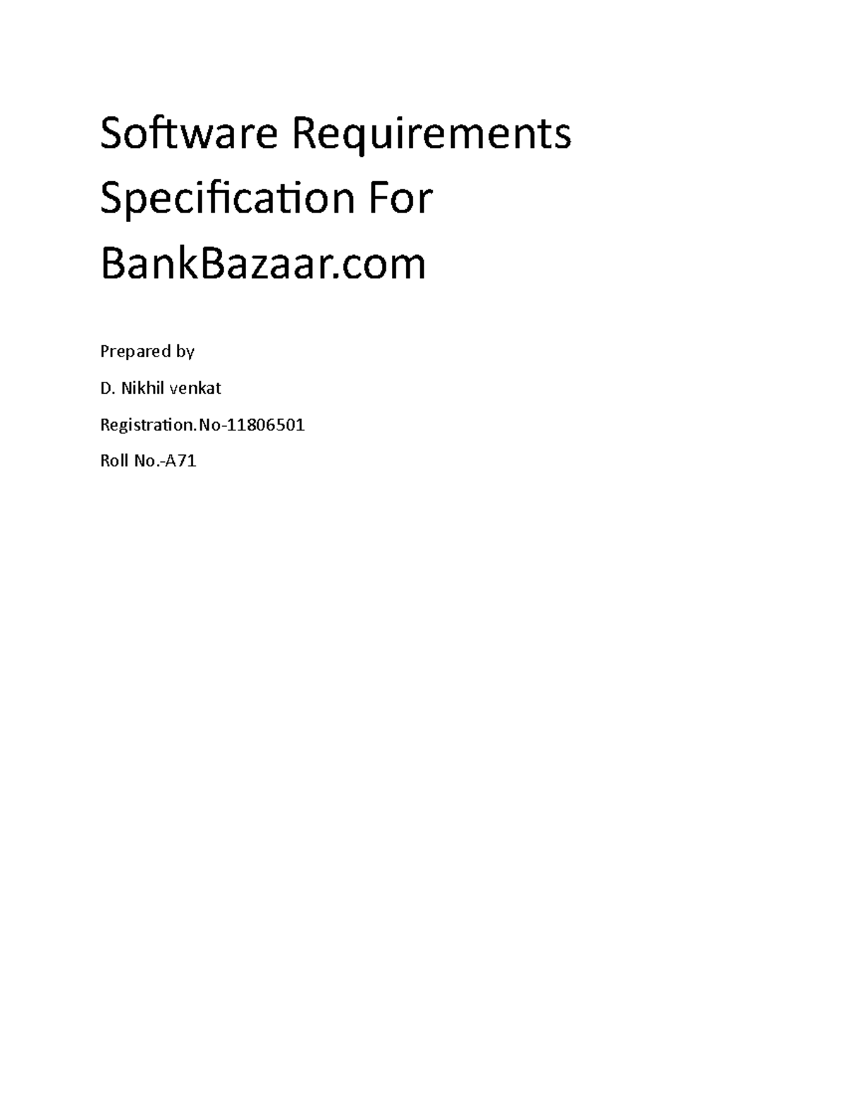 Srs final report - For specification - Software Requirements ...