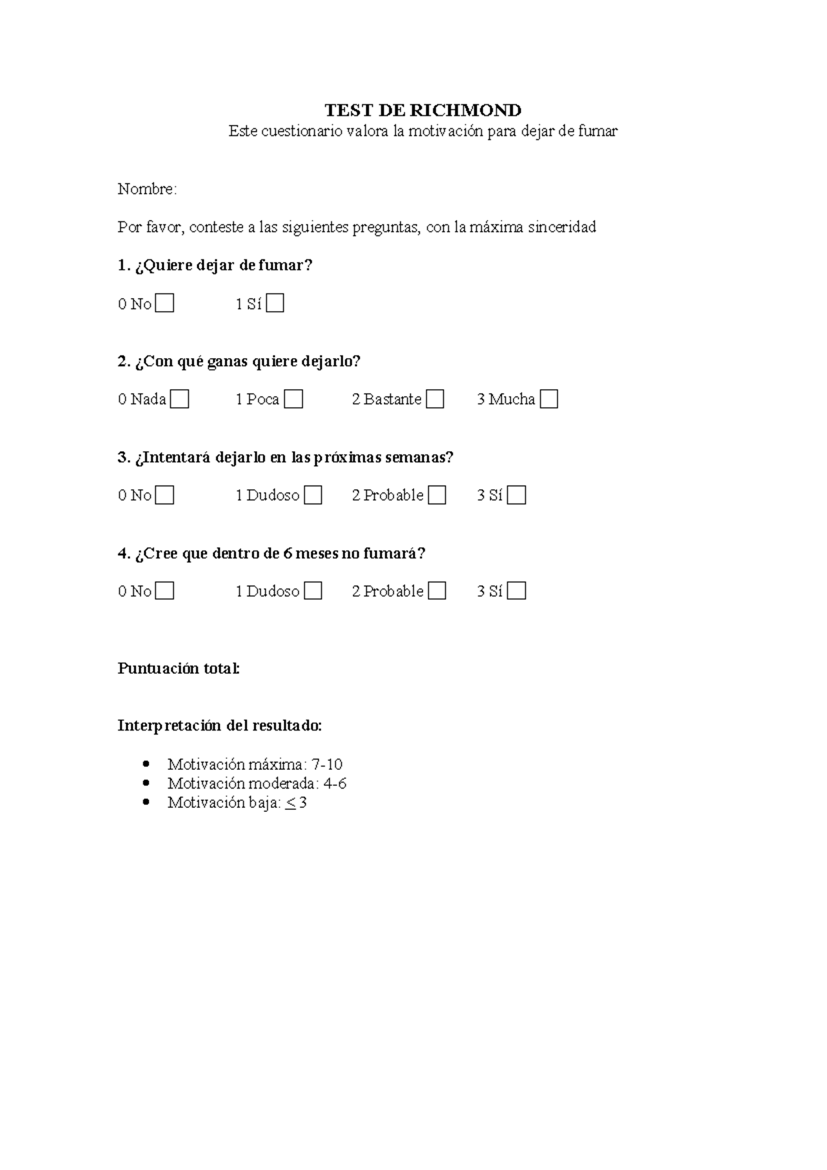 206276 test-de-richmond - TEST DE RICHMOND Este cuestionario valora la ...