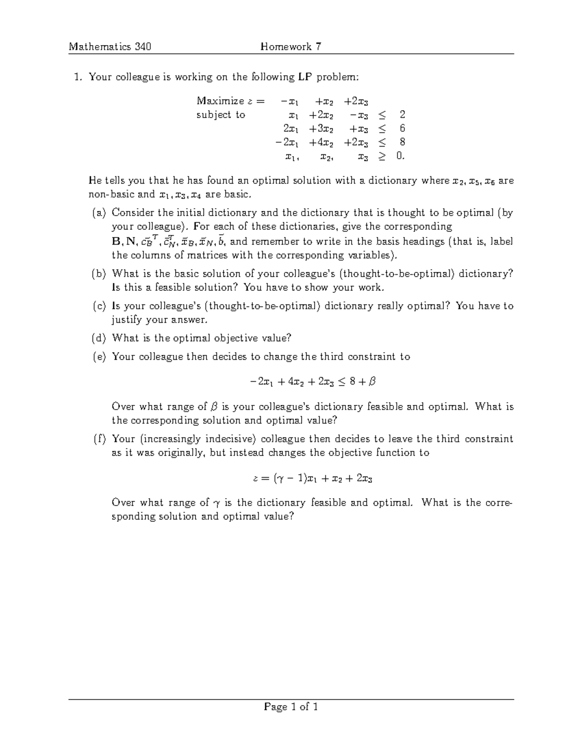340-hw7 - Mathematics 340 Homework 7 Your colleague is working on the ...