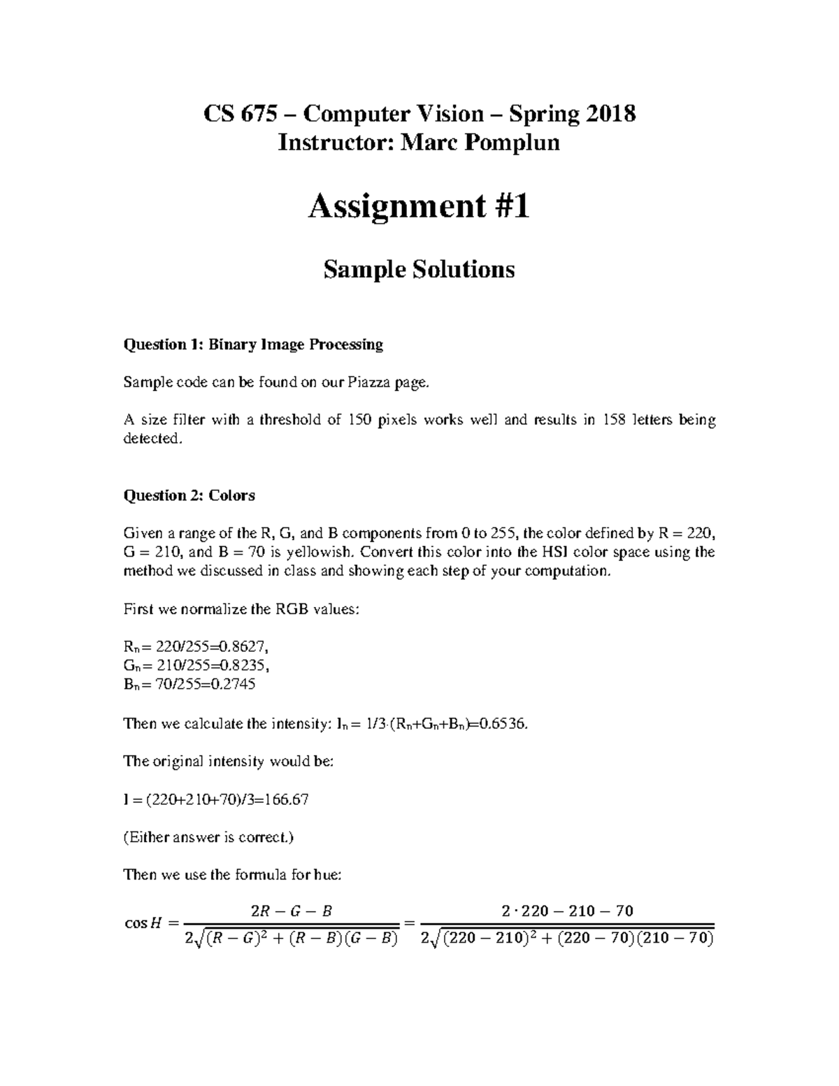 Assignment 1 solutions - CS 675 – Computer Vision – Spring 2018 ...