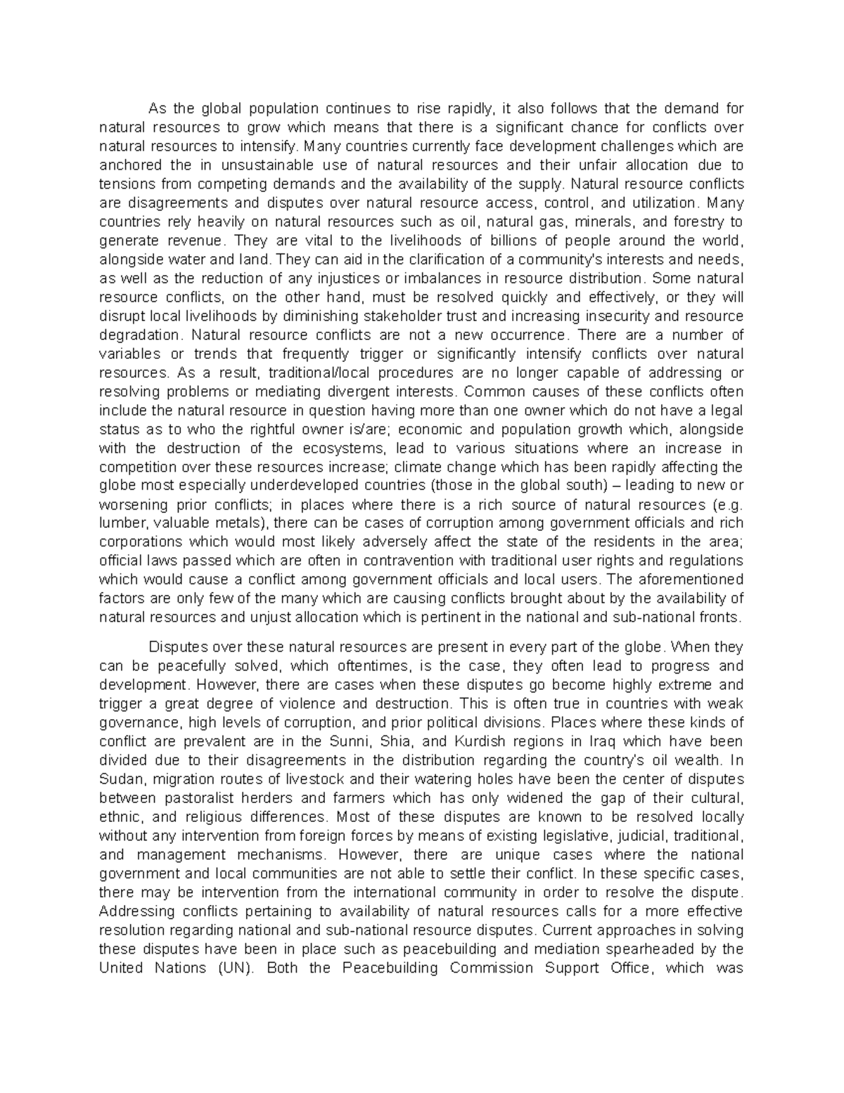 Natural-resource-conflict - As the global population continues to rise ...
