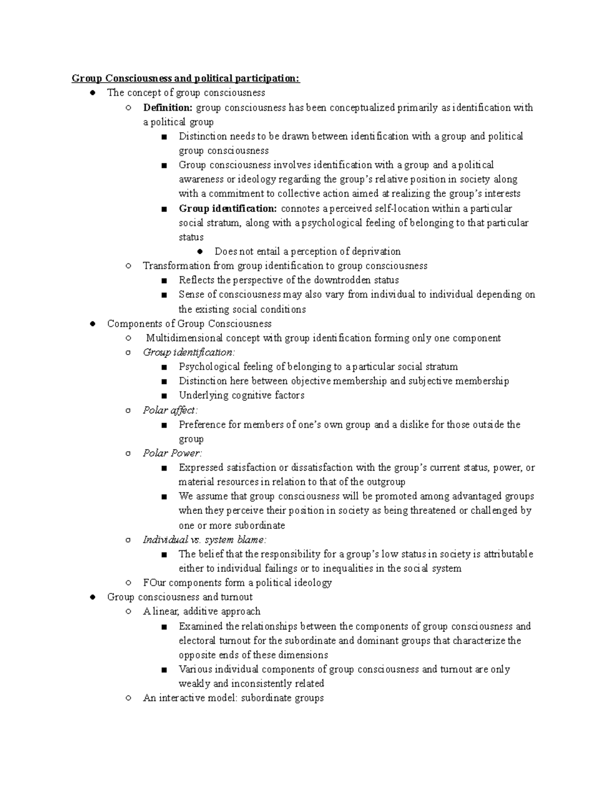 Group Consciousness and Poltiical Particpation - Group Consciousness ...