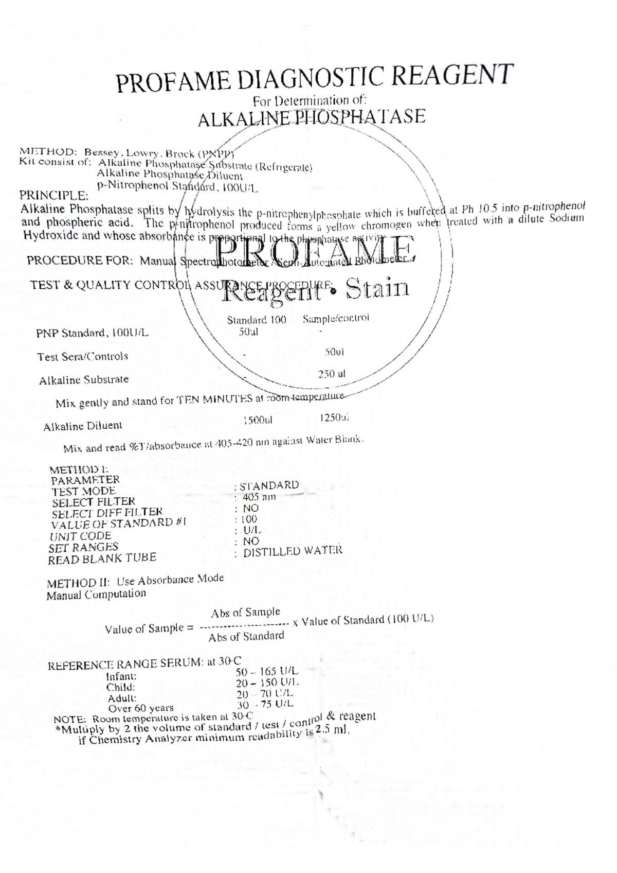 Enzyme Reagent Insert - Clinical Chemistry - Studocu