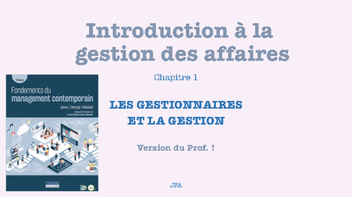 Chapitre 1 à 5 - Notes de cours - Introduction à la gestion des ... Chapitre 1 à 5 - Notes de cours - Introduction à la gestion des ...