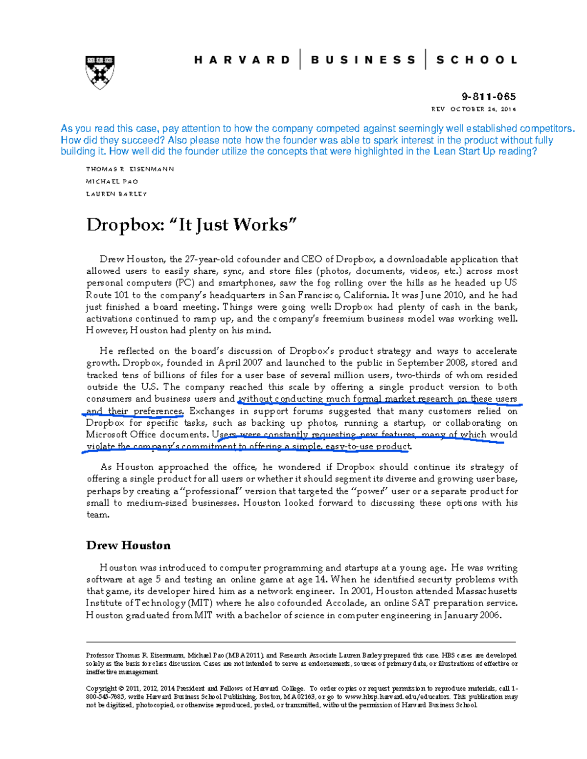 Pdfcoffee - Dropbox Case - 9 - 8 1 1 - 0 6 5 R E V : O C T O B E R 2 4 , 2 0 1 4 - Studocu