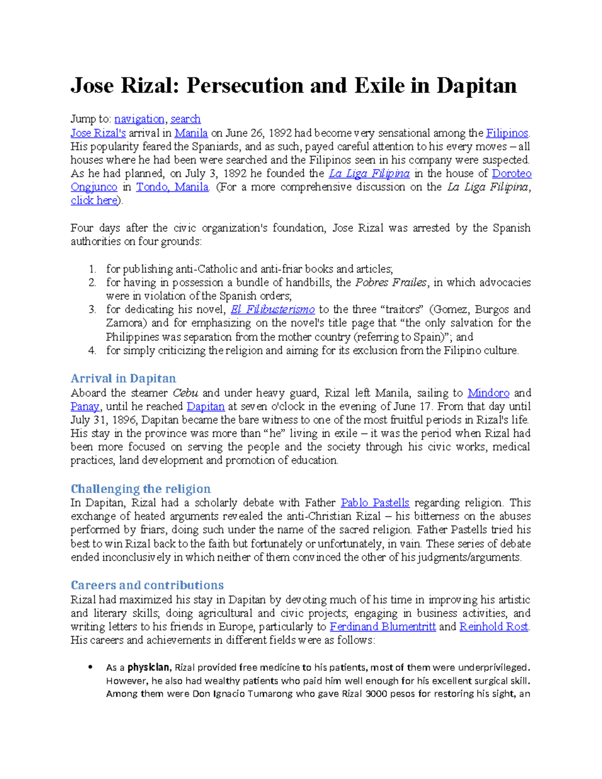 327427574 Jose Rizal Exile in Dapitan - Jose Rizal: Persecution and ...