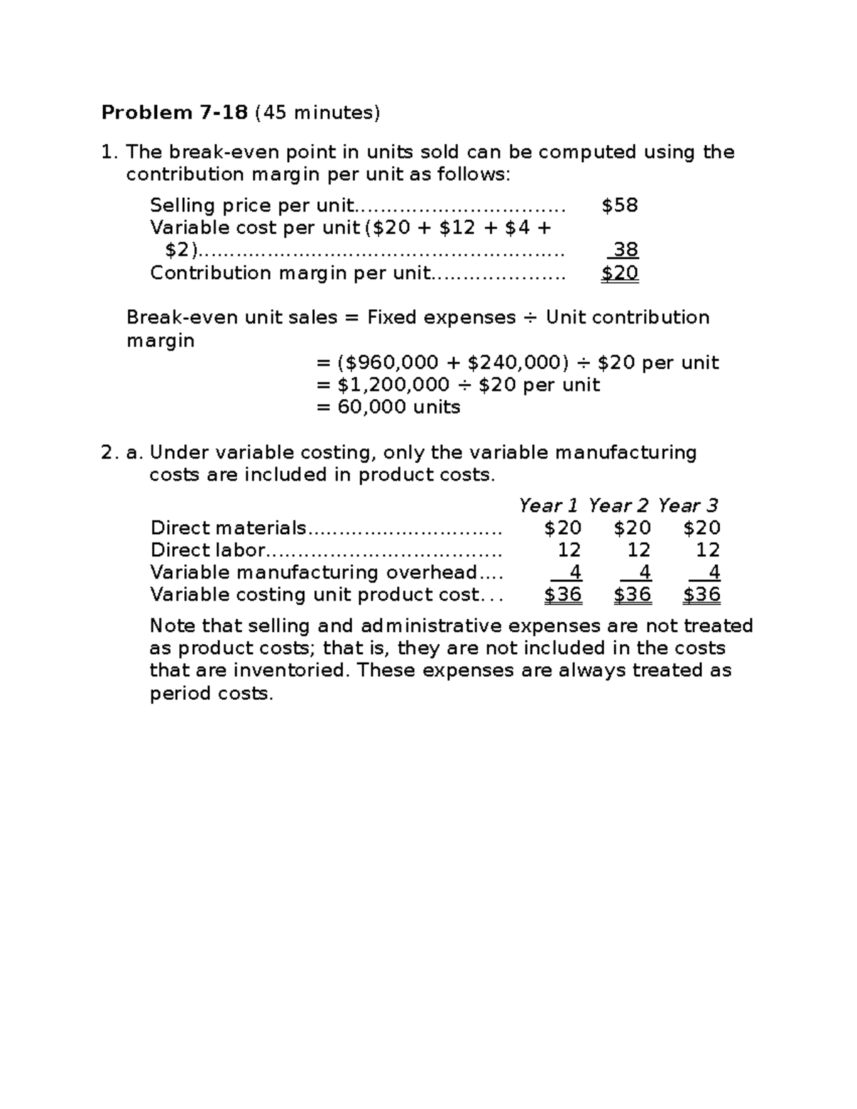CB2101 202122 A Exercise Questions Chapter 7 - Problem 7-18 (45 minutes ...