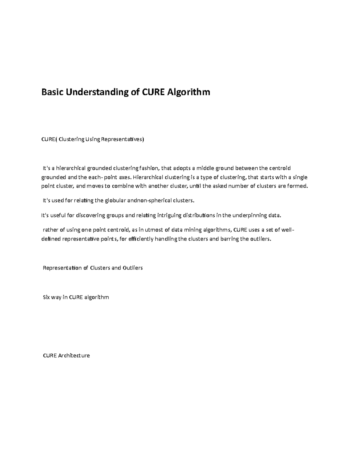 Basic Understanding Of Cure Algorithm Hierarchical Clustering Is A Type Of Clustering That