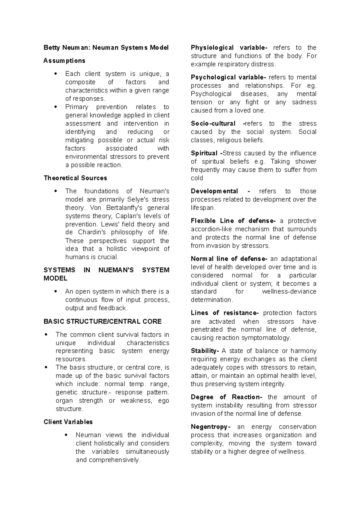 System Model Theory Handout - Betty Neuman: Neuman Systems Model ...