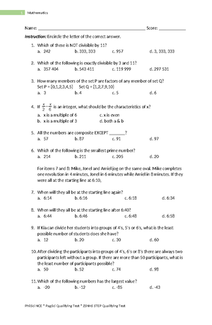 Comprehensive - math - Science High School Entrance Test Review | Math ...