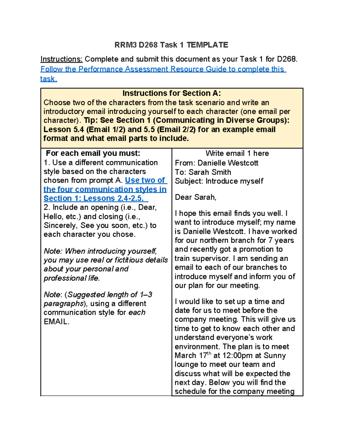 RRM3 D268 Task 1 - Follow the Performance Assessment Resource Guide to ...