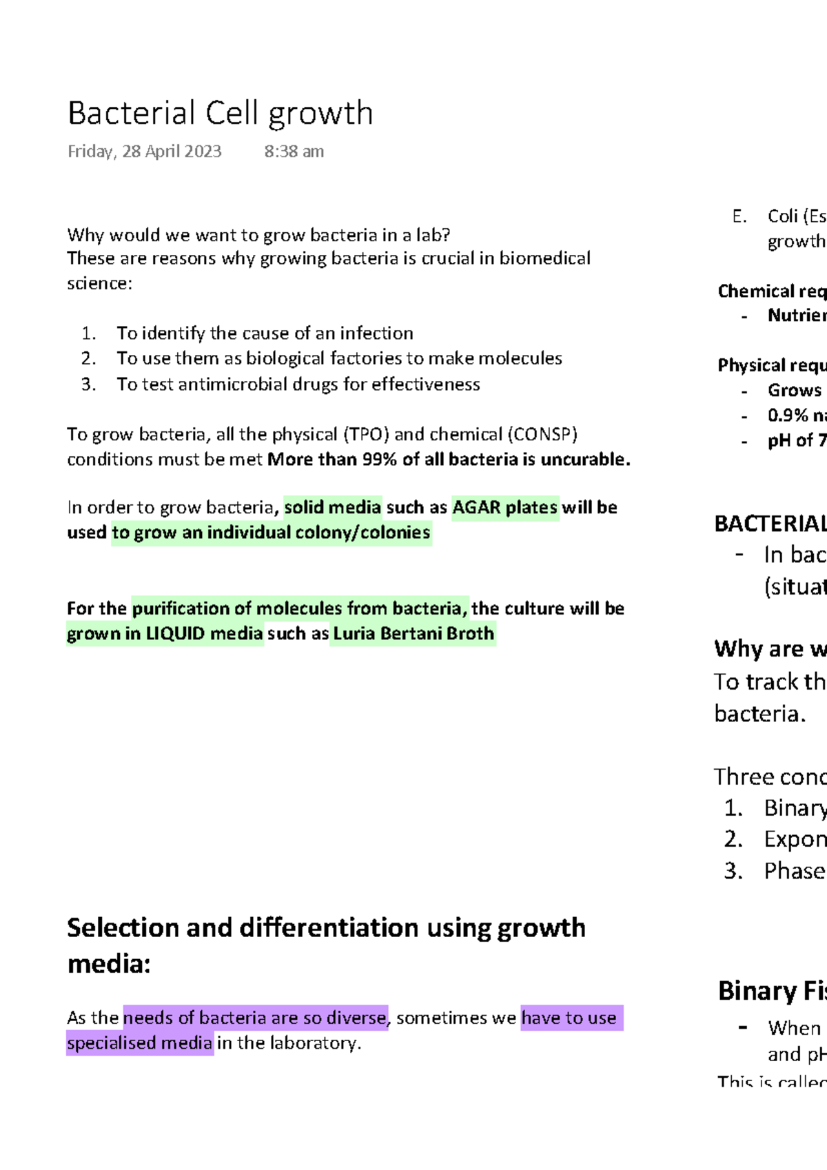 Bacterial Cell growth - Why would we want to grow bacteria in a lab ...