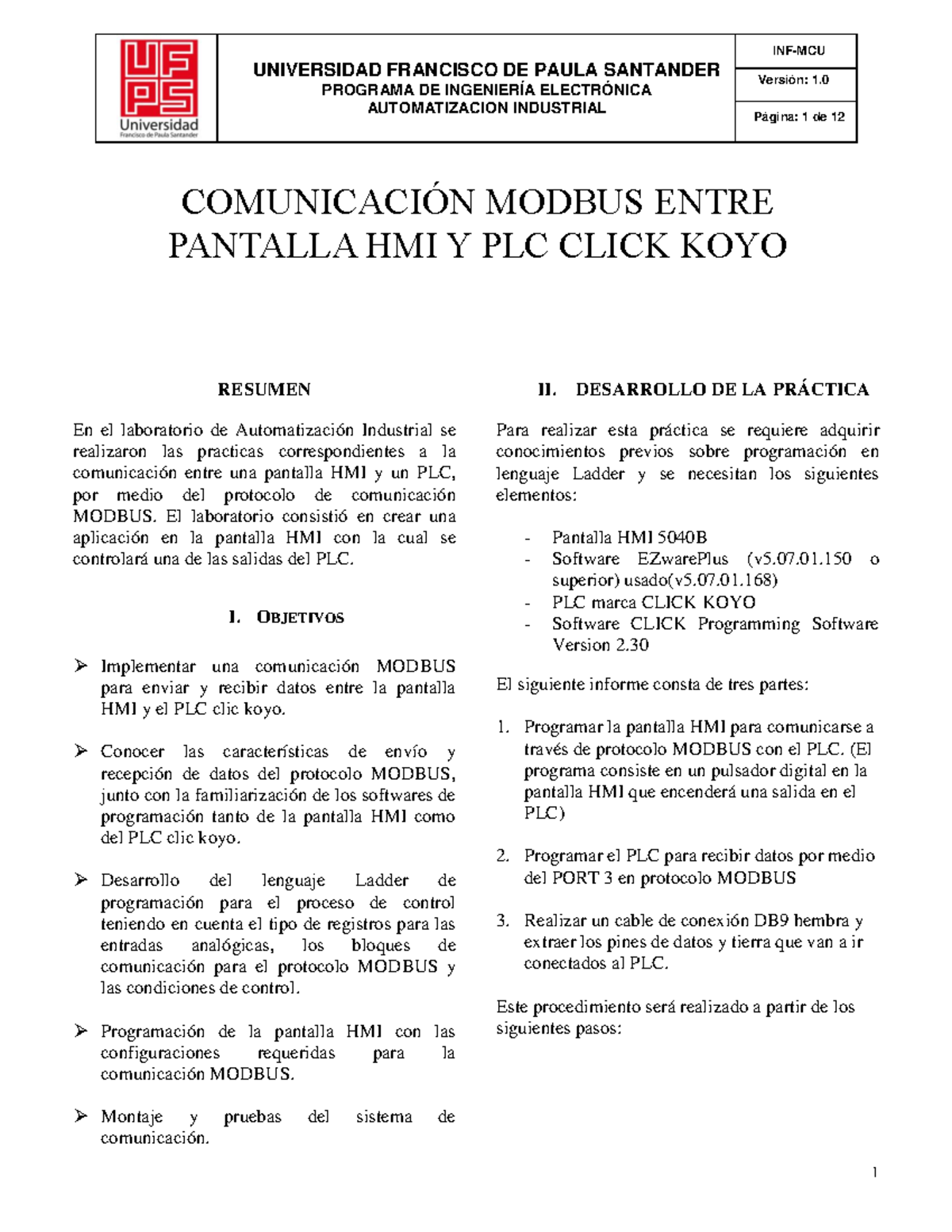 Comunicacion Modbus entre pantalla HMI 5040B y PLC Click Koyo DL C0 ...