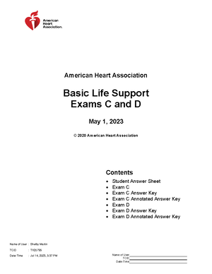 AHA BLS Exam A - BLS - Annotated Answer Key Basic Life Support Exam A ...