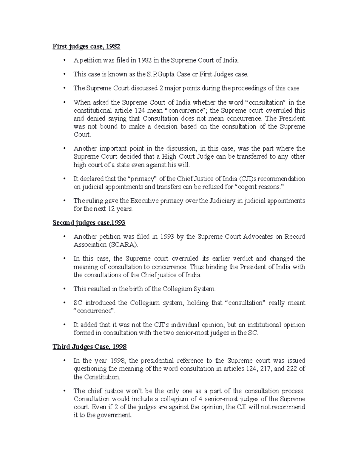 Third Judges Case - First judges case, 1982 - A petition was filed in ...