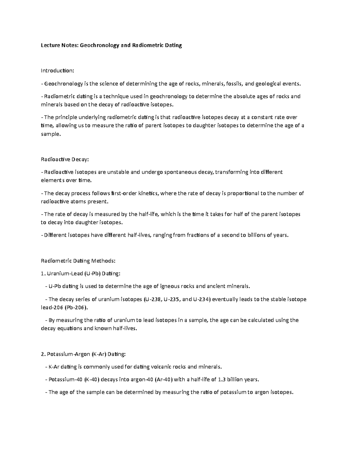 Ers4 Lecture Notes for Geochronology and Radiometric Dating - Lecture ...