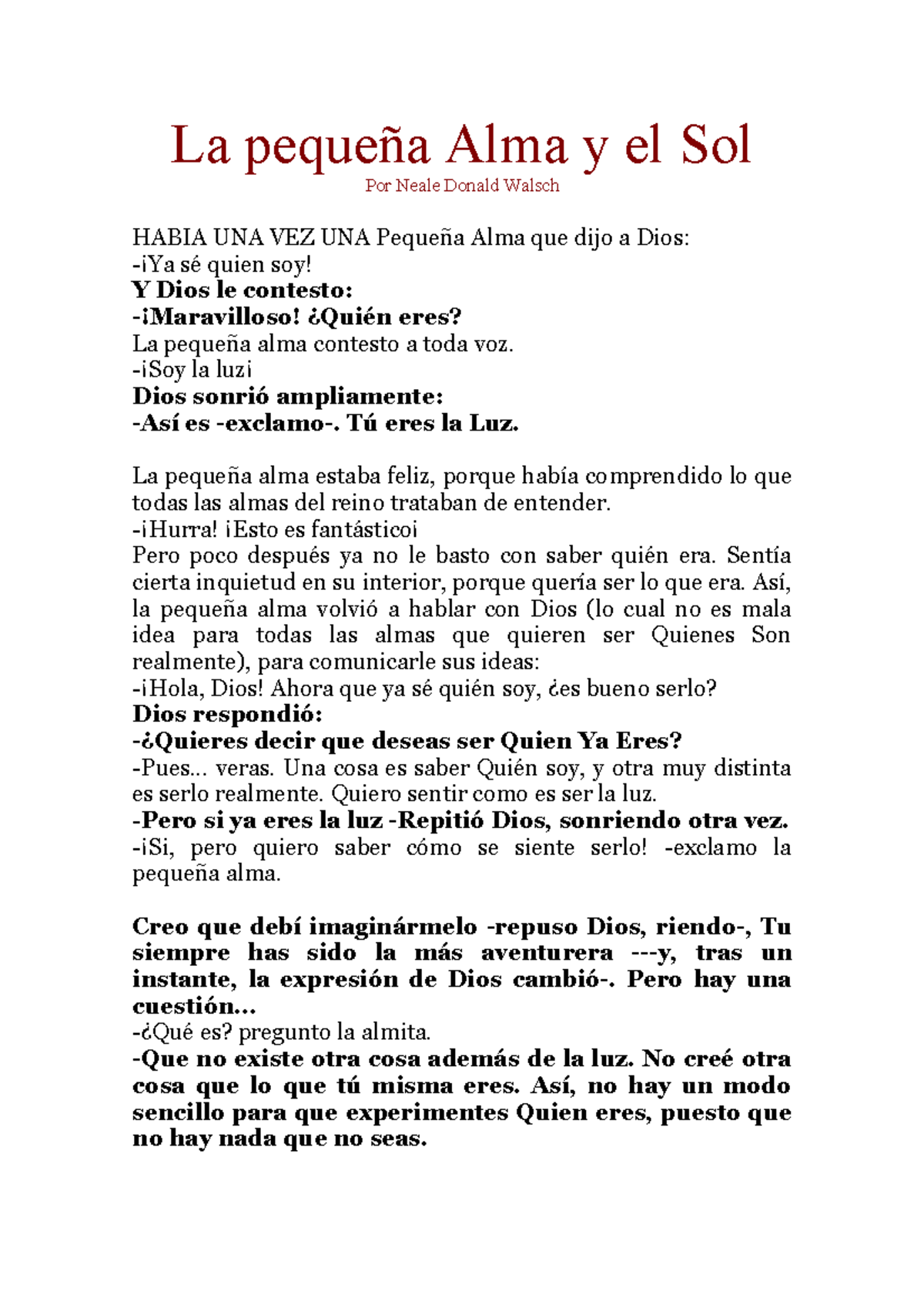 La pequeña alma y el sol - La pequeña Alma y el Sol Por Neale Donald ...