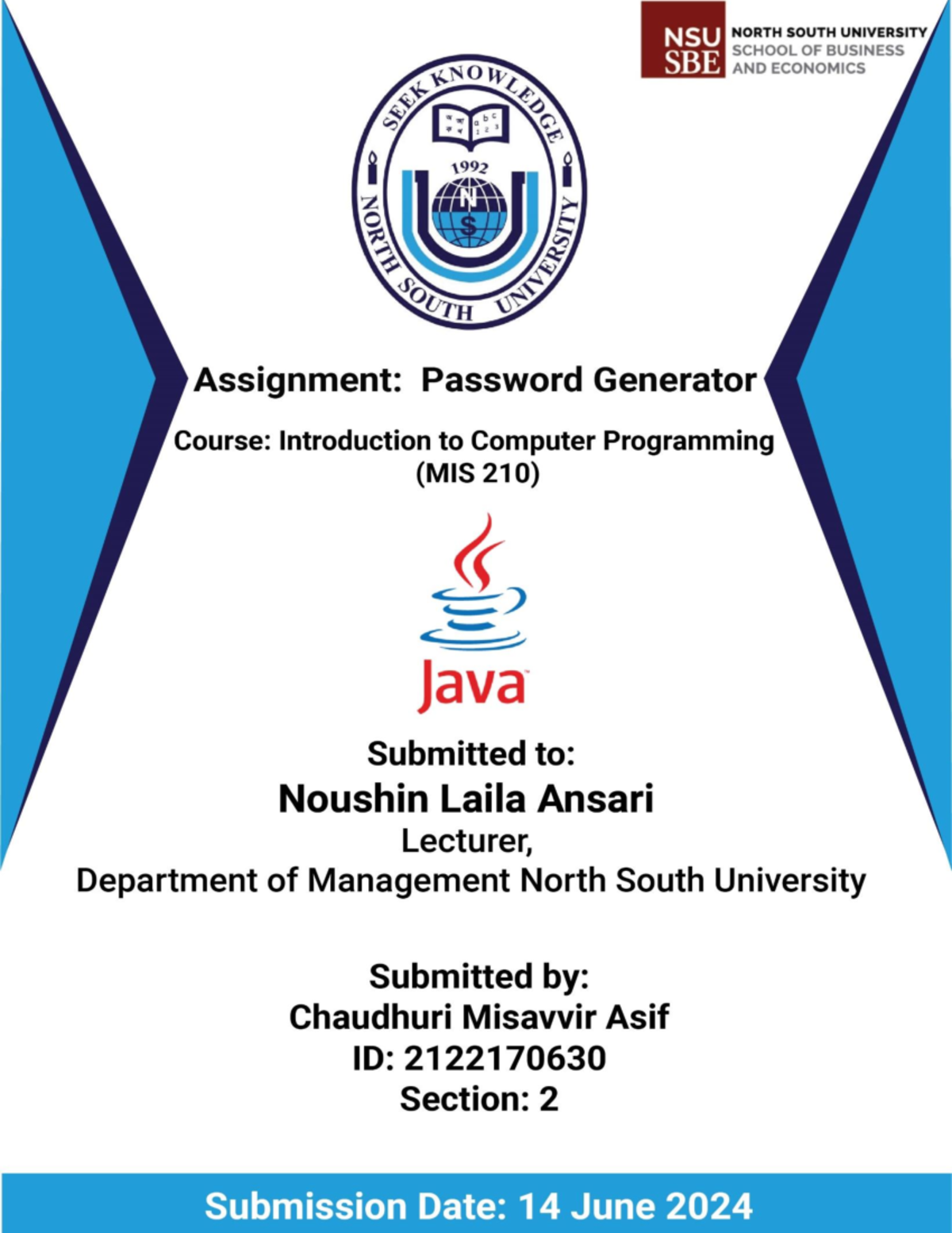 MIS Final assignment Password generator Chaudhuri Misavvir Asif 2122170630 - Table of Contents ...