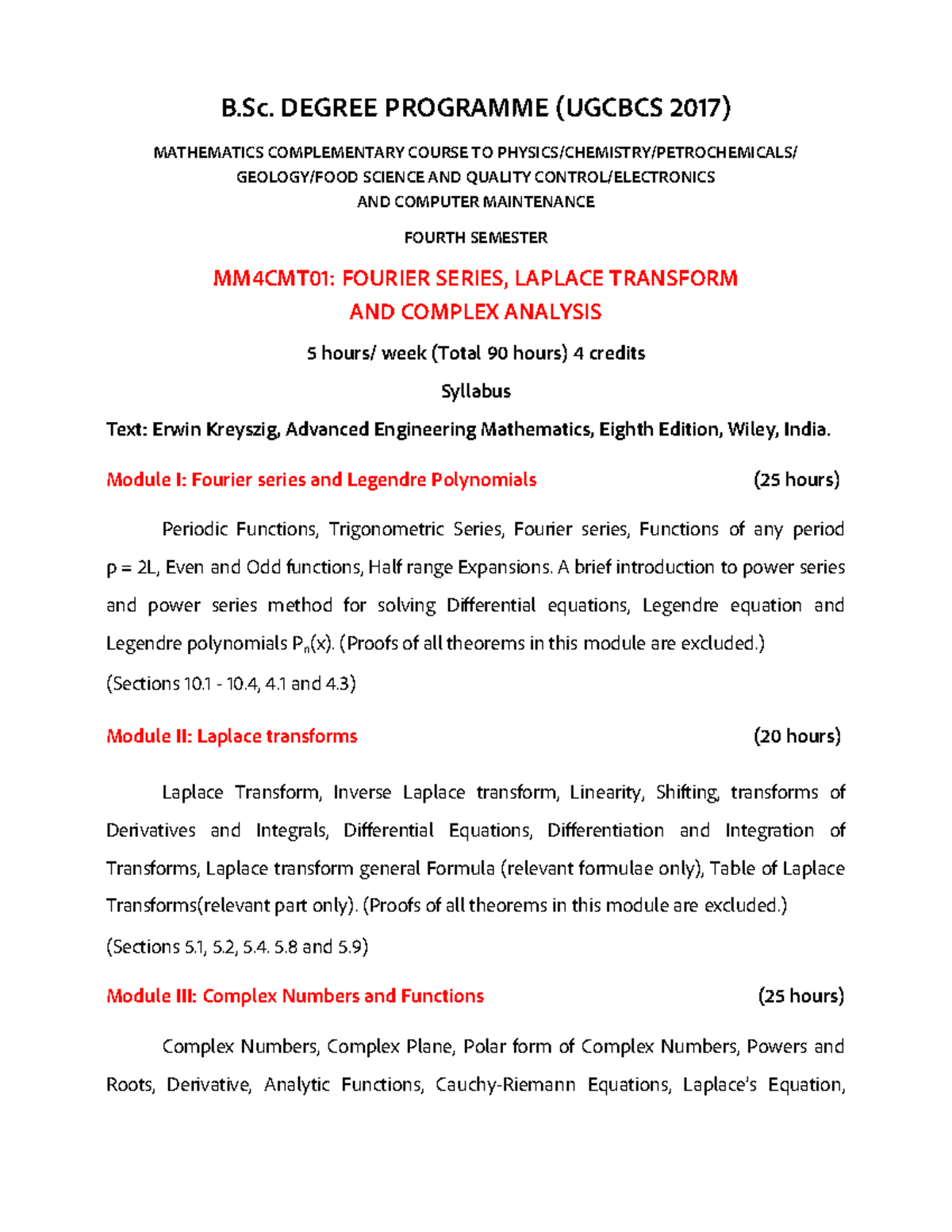 Complex Numbers and Functions - Module III - B. DEGREE PROGRAMME ...