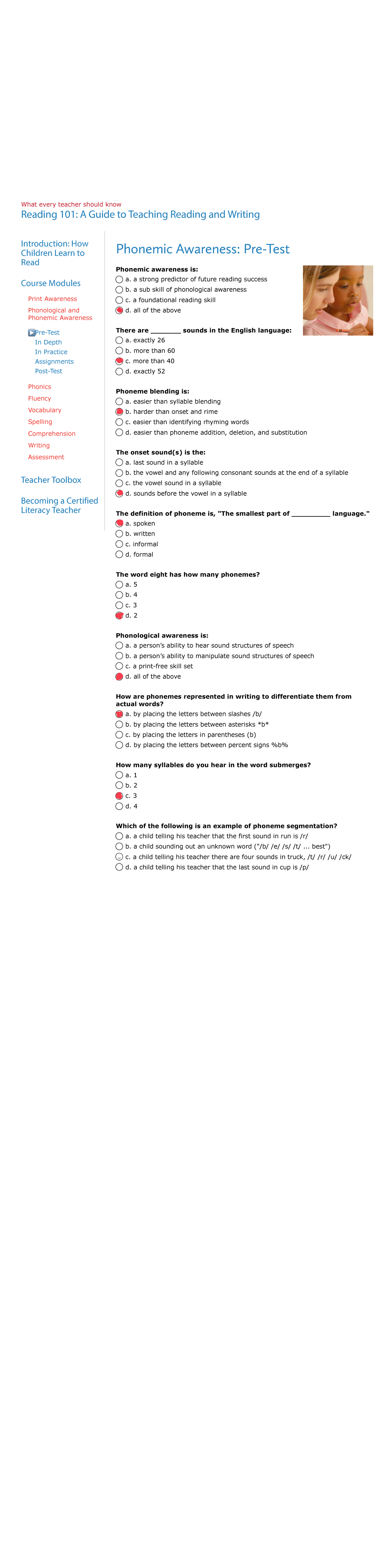 Phonemic Awareness Pre-Test Reading Rockets - Introduction: How ...