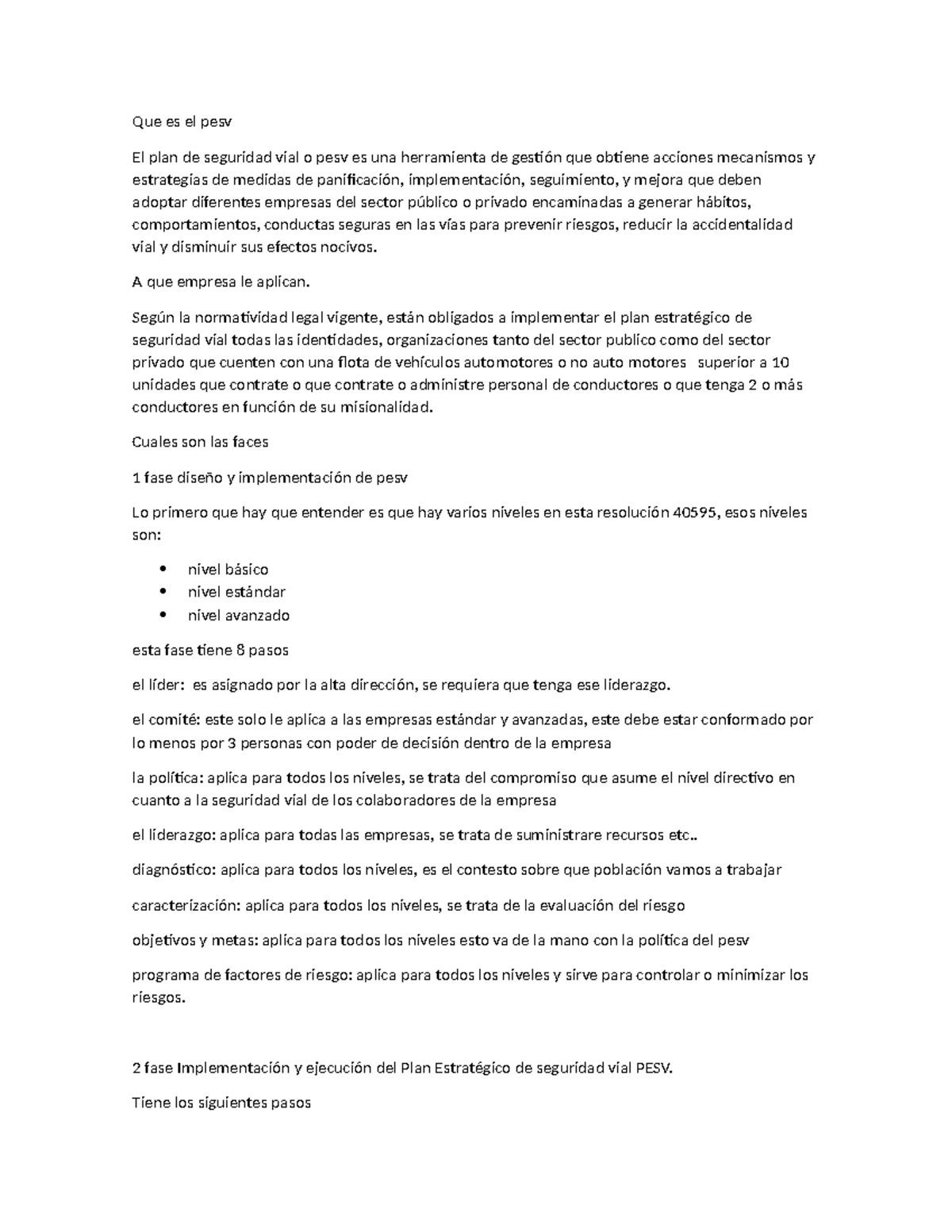 Resumen de pesv - Que es el pesv El plan de seguridad vial o pesv es ...