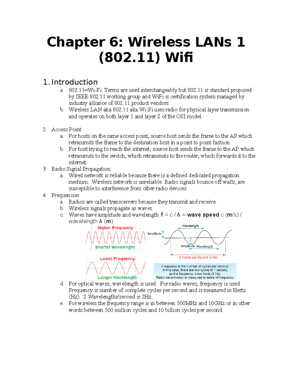 Bus 111- Chapter 6 - Chapter 6: Wireless LANs 1 (802) Wifi 1. Introduction a. 802=Wi-Fi: Terms ...