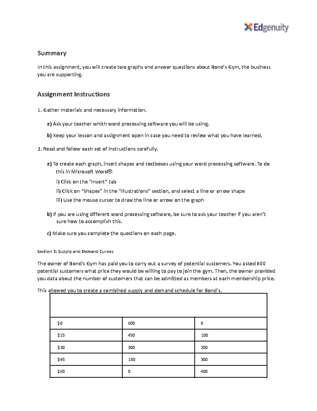 Creating Graphs Student Assignment - Creating Graphs to Reach ...