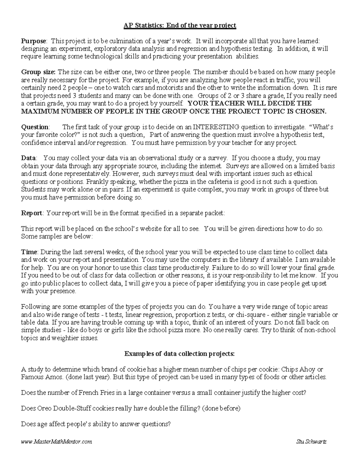 Final project ideas - Probability & Statistics introduces students to ...