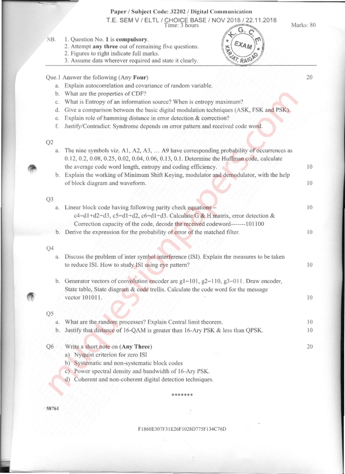 Question paper digital communication - Electronics and ...