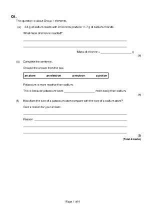 IGCSE Chemistry P6 Revision - Studocu