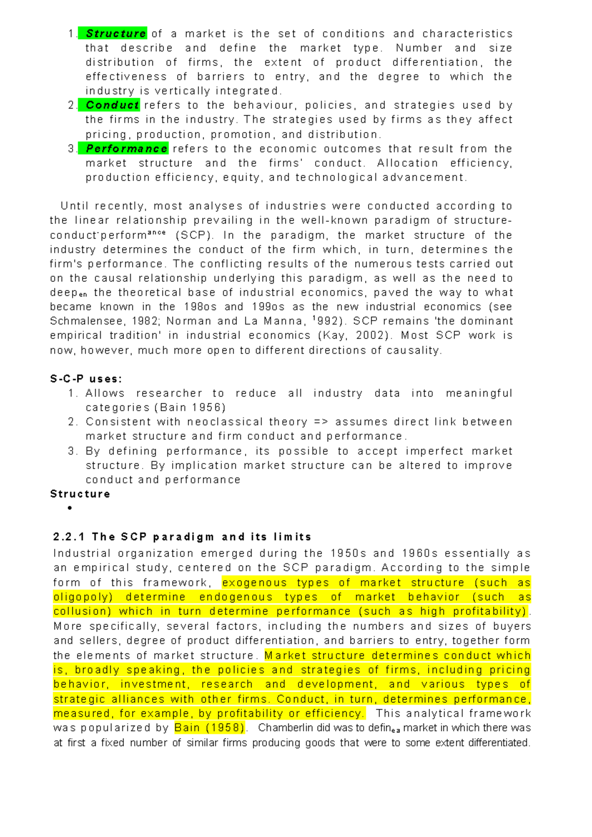 SCP sample answer - 1. S t r u c t u r e o f a m a r k e t i s t h e s ...