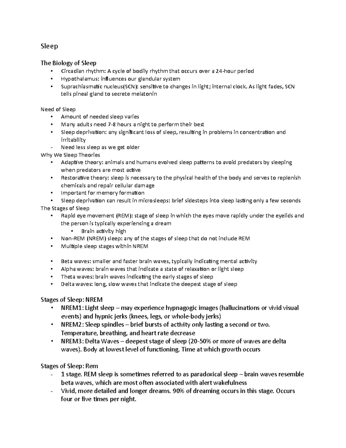 Notes Part 2 copy - Sleep The Biology of Sleep Circadian rhythm: A ...