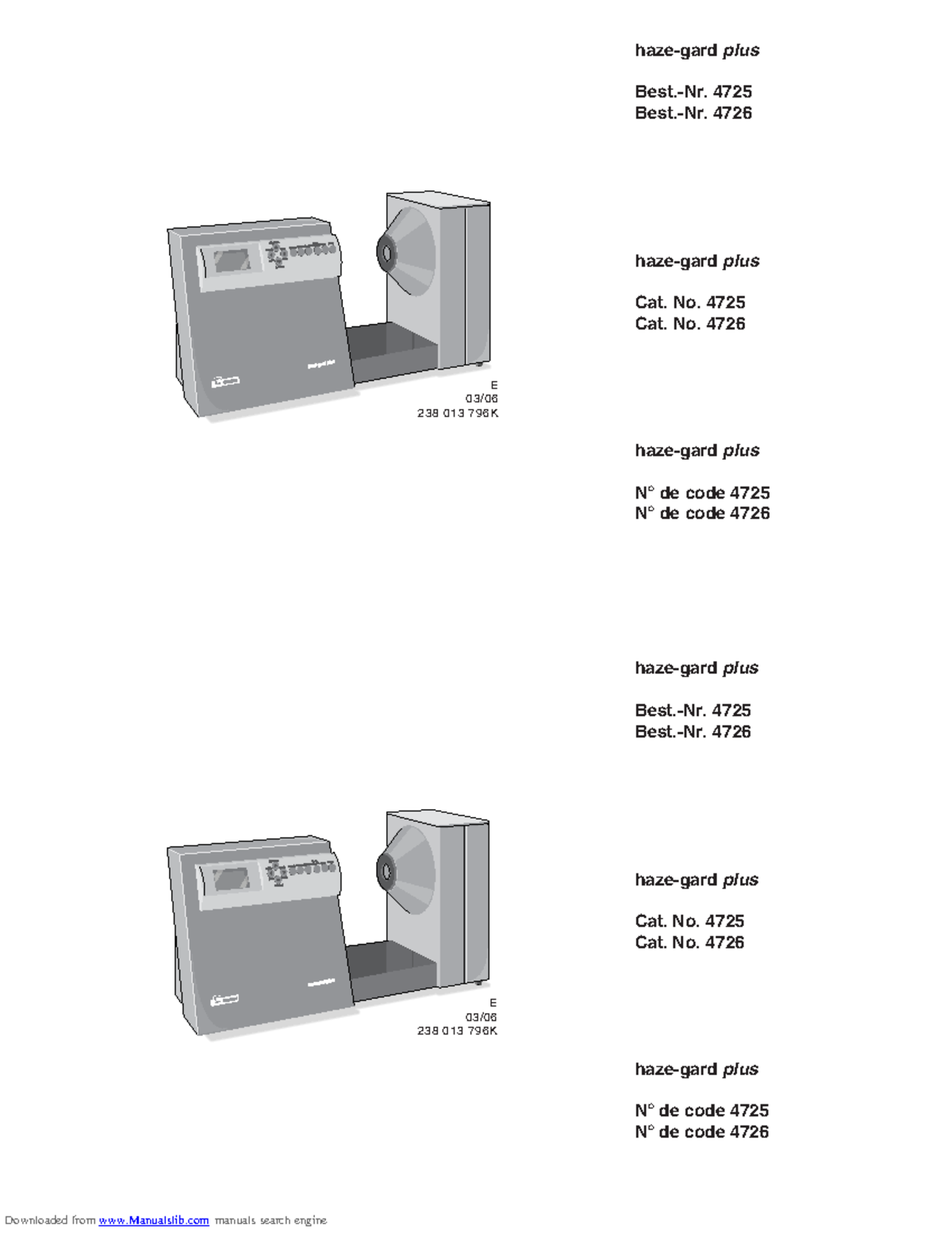 Hazegard plus - manual - haze-gard plus Best.-Nr. 4725 Best.-Nr. 4726 ...