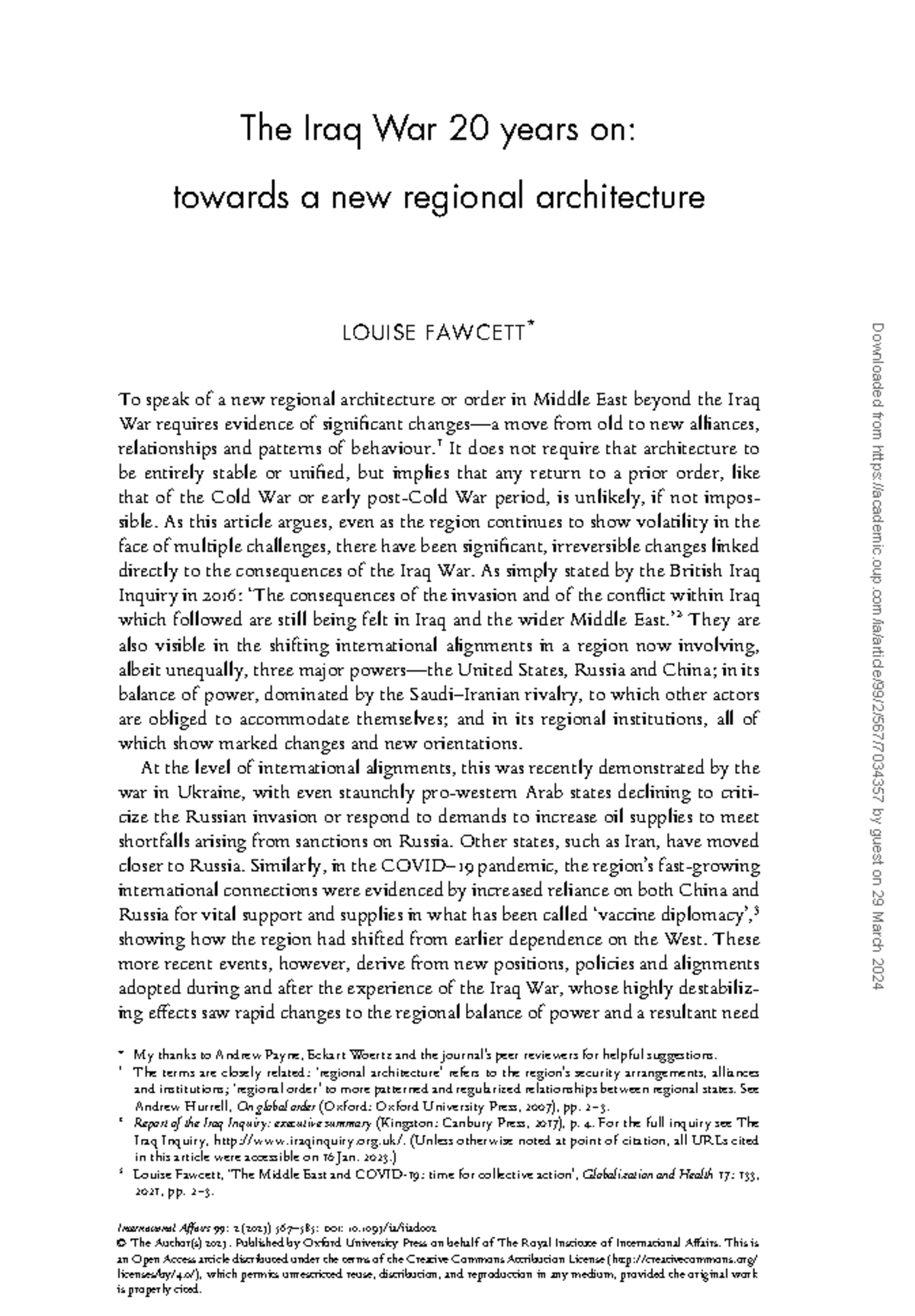 Iiad002 - Summary Modern Middle East - The Iraq War 20 years on ...