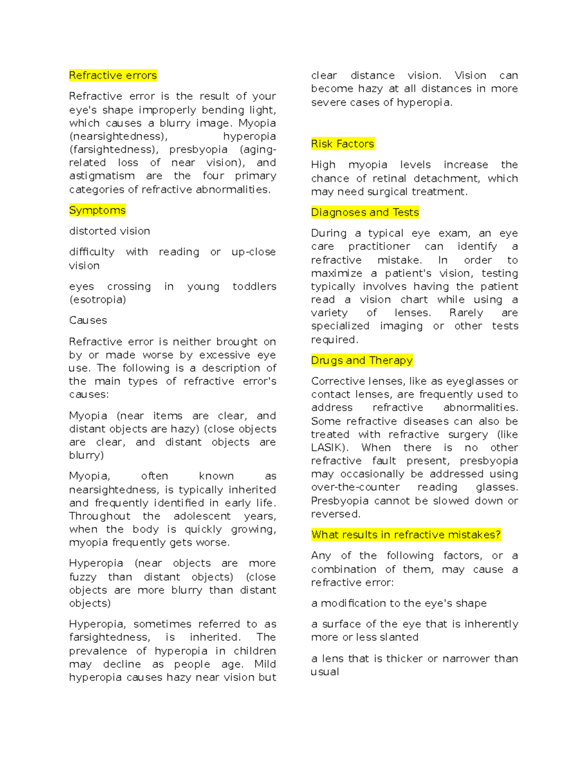 Refractive errors - Refractive errors Refractive error is the result of ...