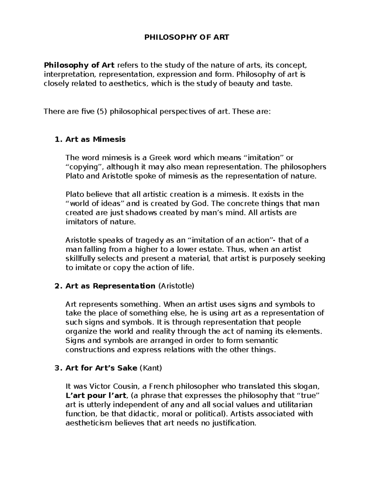 Philosophy-OF-ART - Art Appreciation - Philosophy of Art - PHILOSOPHY ...