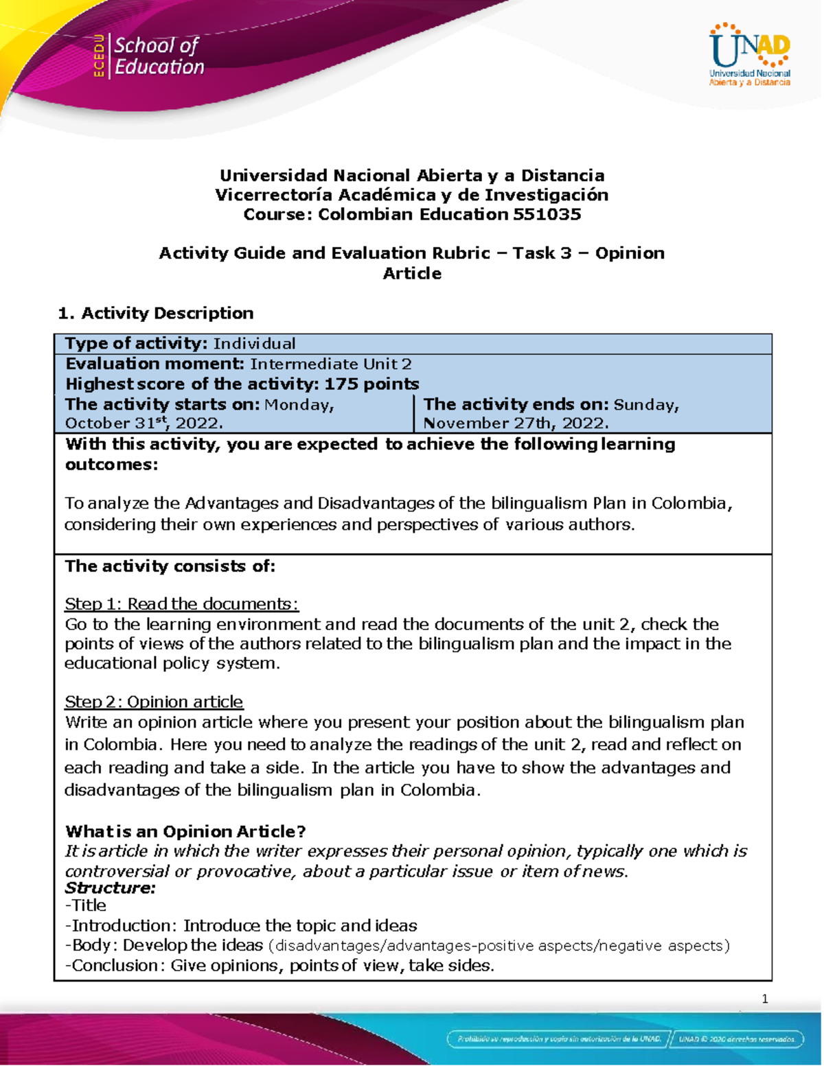 Activity Guide And Evaluation Rubric Unit 2 Task 3 Article Universidad Nacional Abierta