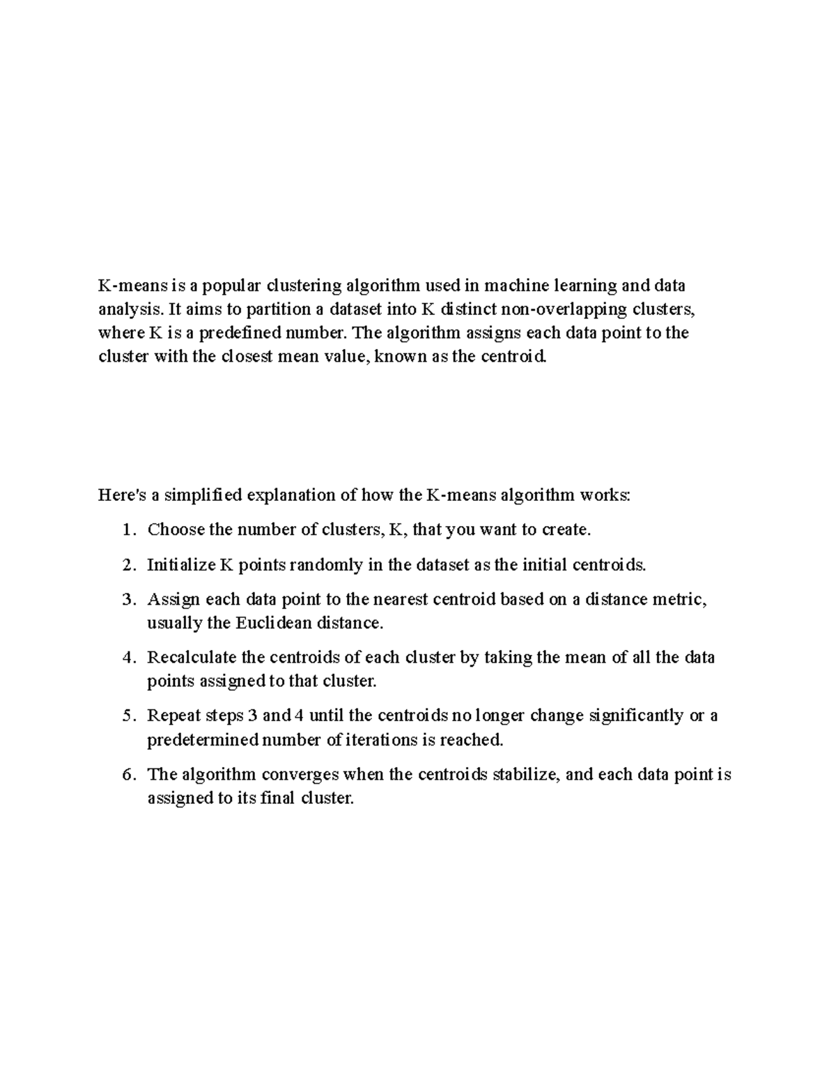 Cv sp20 bcs - Assignment - K-means is a popular clustering algorithm used in machine learning ...