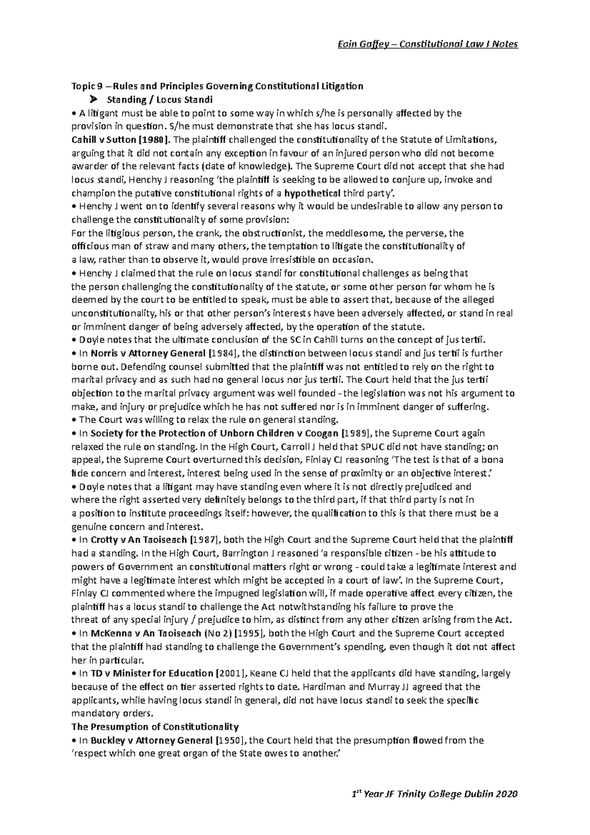 Con Topic 9 Summary Constitutional Law Cases Comments And Questions
