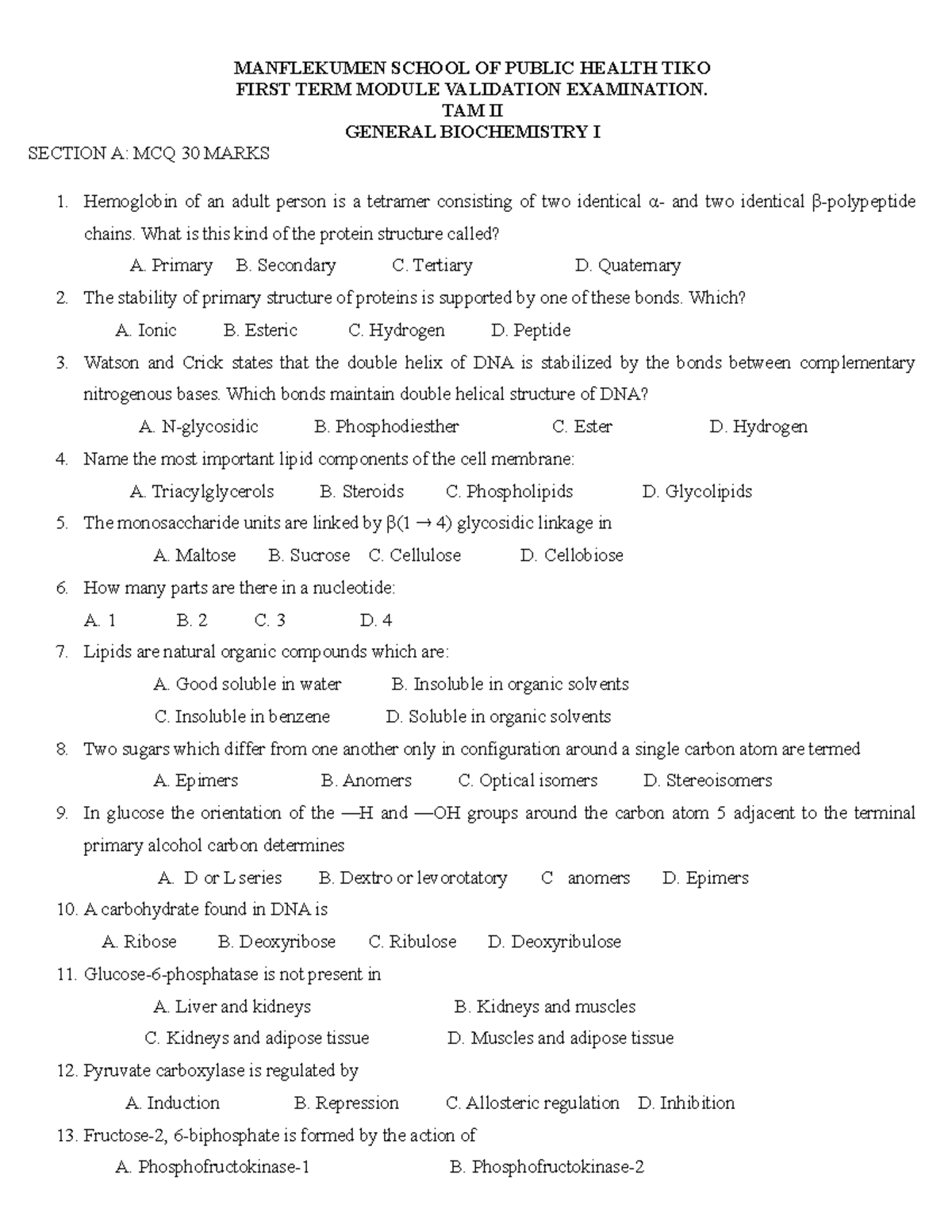 HND 2020 Tam exam- human Biology practicals - MANFLEKUMEN SCHOOL OF ...