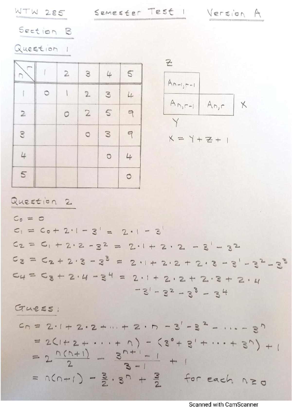 WTW 285 Semester Test 1 Version A (2020) (Solutions) - WTW 285 - UP ...