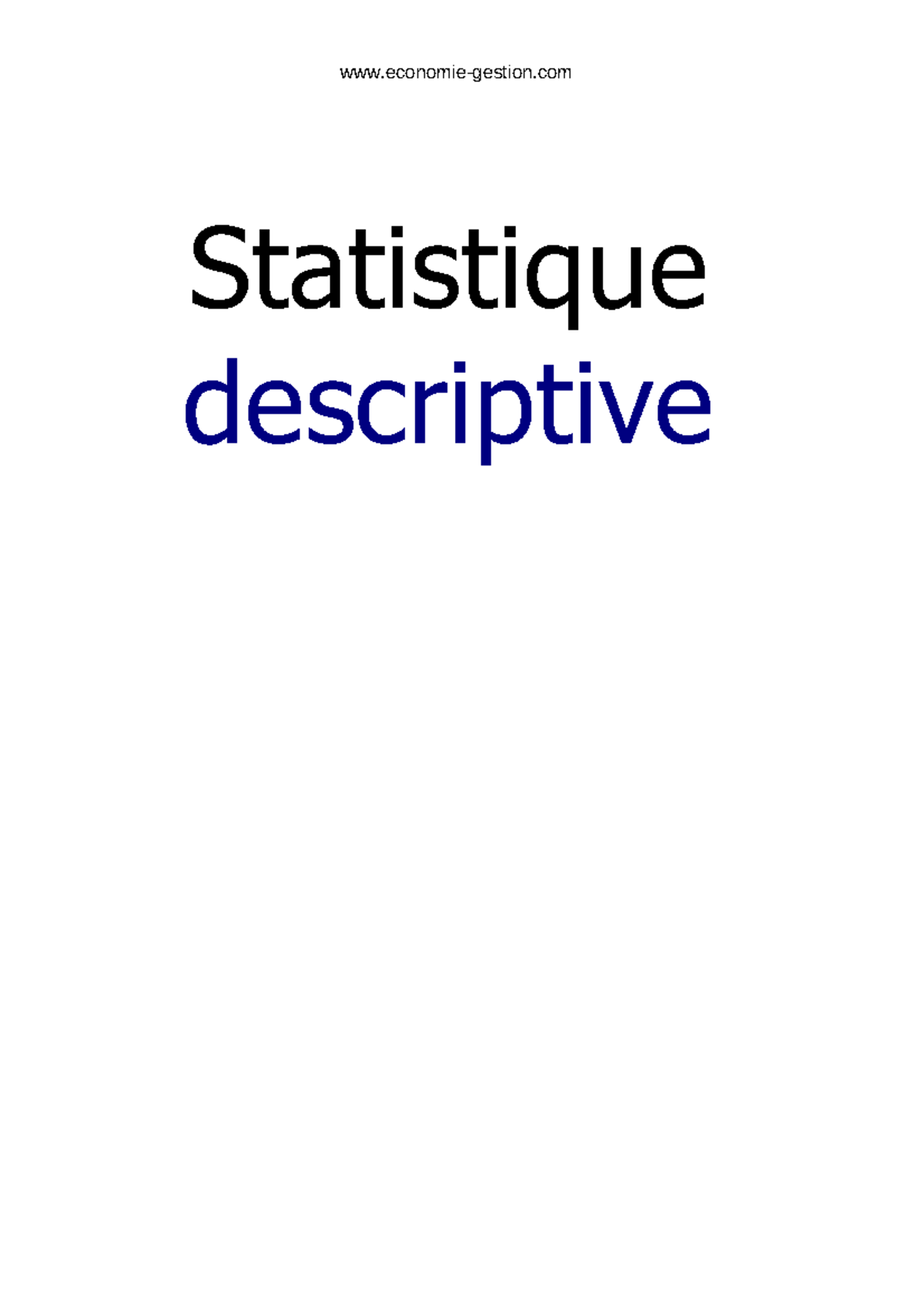 Statistique descriptive economie gestion - Statistique descriptive ...