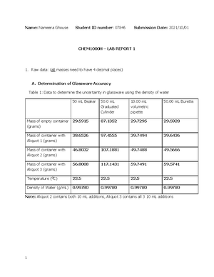 Lab 1 - CCMG 2021 - Final - Department of Biology Trent University BIOL ...