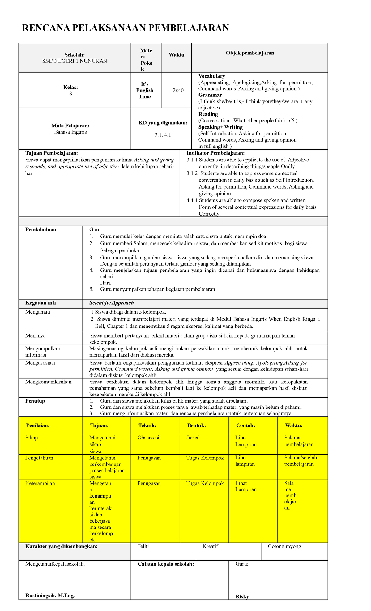 Contoh pembuatan RPP JIGSAW KURIKULUM 2013 - RENCANA PELAKSANAAN ...