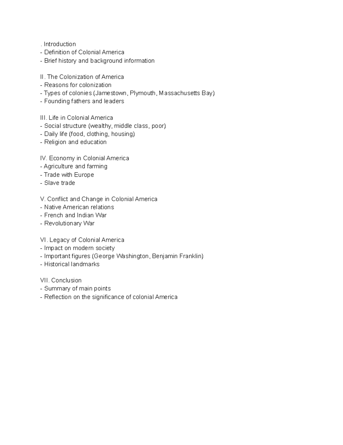 Outline - notes - . Introduction Definition of Colonial America Brief ...