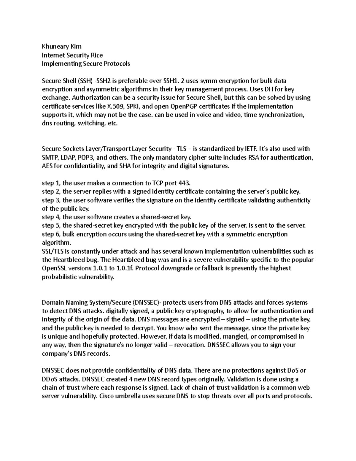 Implementing Secure Protocols - Khuneary Kim Internet Security Rice ...