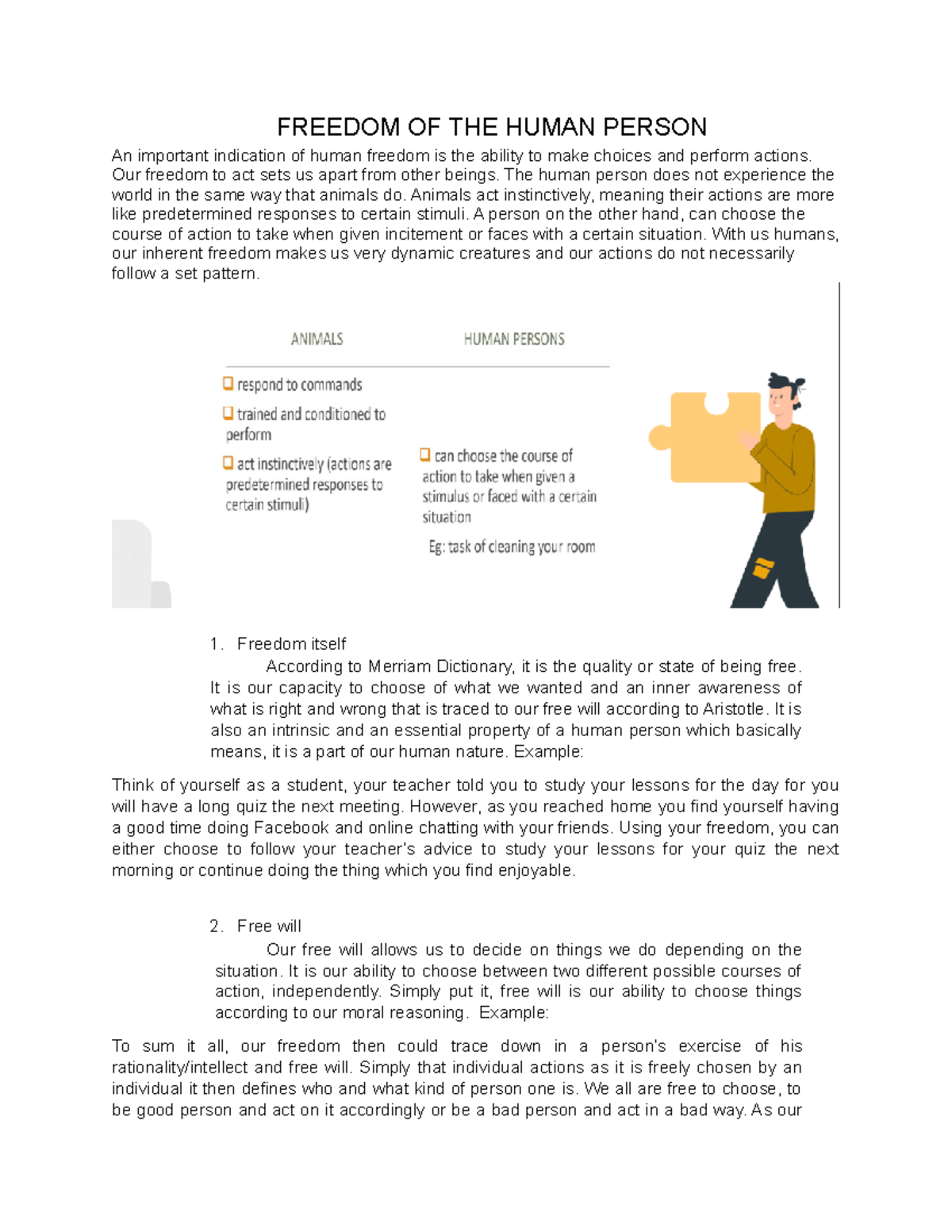 Freedom OF THE Human Person 2 - FREEDOM OF THE HUMAN PERSON An ...